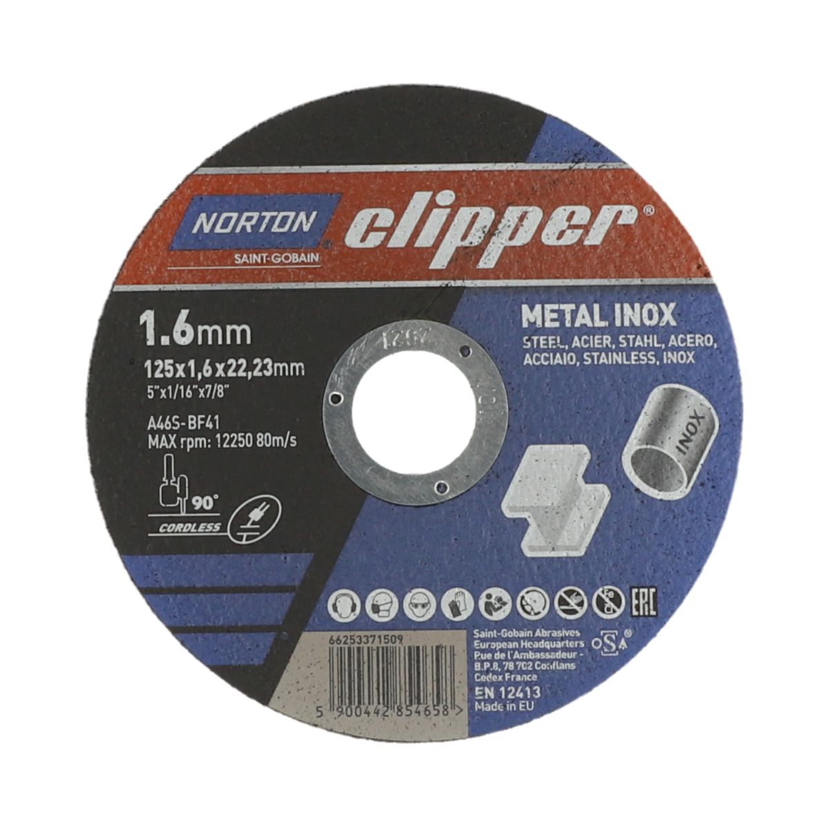 NORTON-CLIPPER - Disque à tronçonner ultra mince métal inox 125x1,6x22 ...