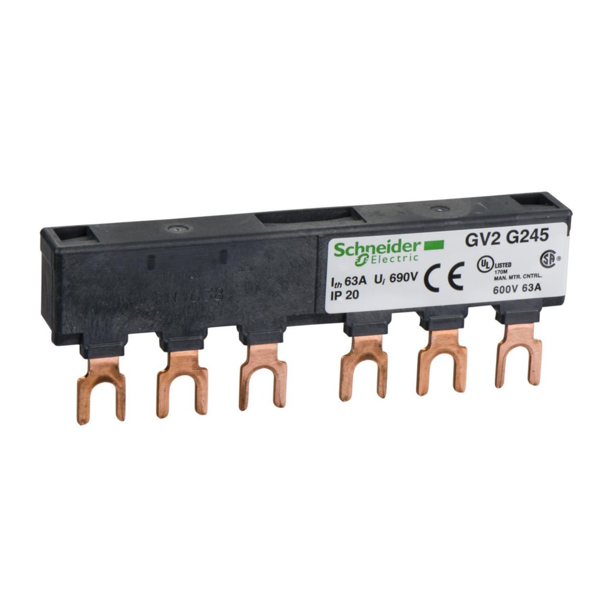 SCHNEIDER ELECTRIC - Jeu de barre 63a tripolaire 2x45mm gv2g245 | Clim+
