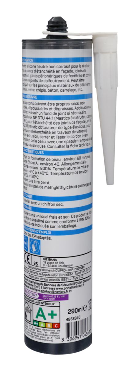 NOVIPRO - Mastic silicone bâtiment blanc NOVIPRO | Clim+