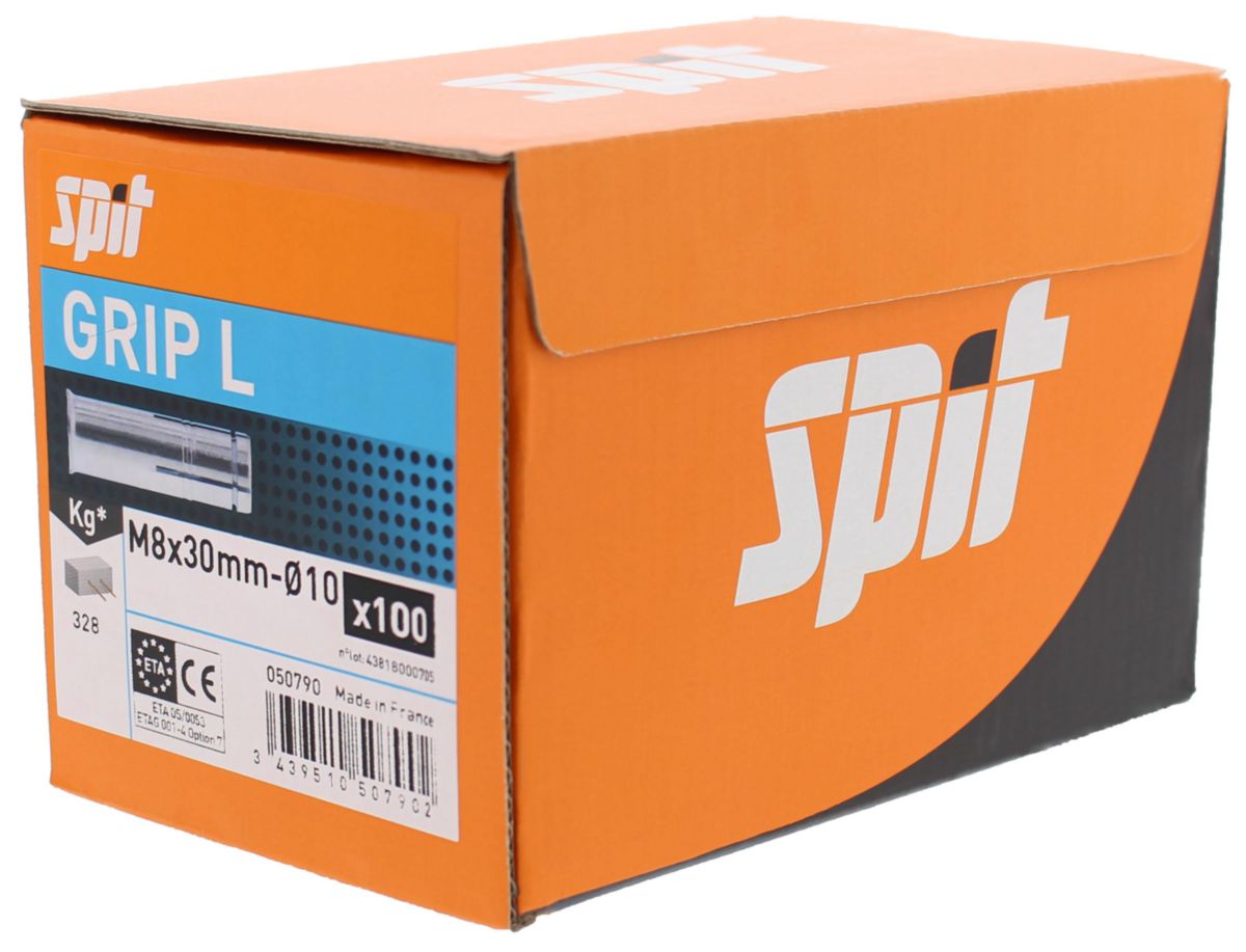 SPIT - Cheville matériaux pleins GRIP Ll M8 x 30 boîte de 100 réf ...