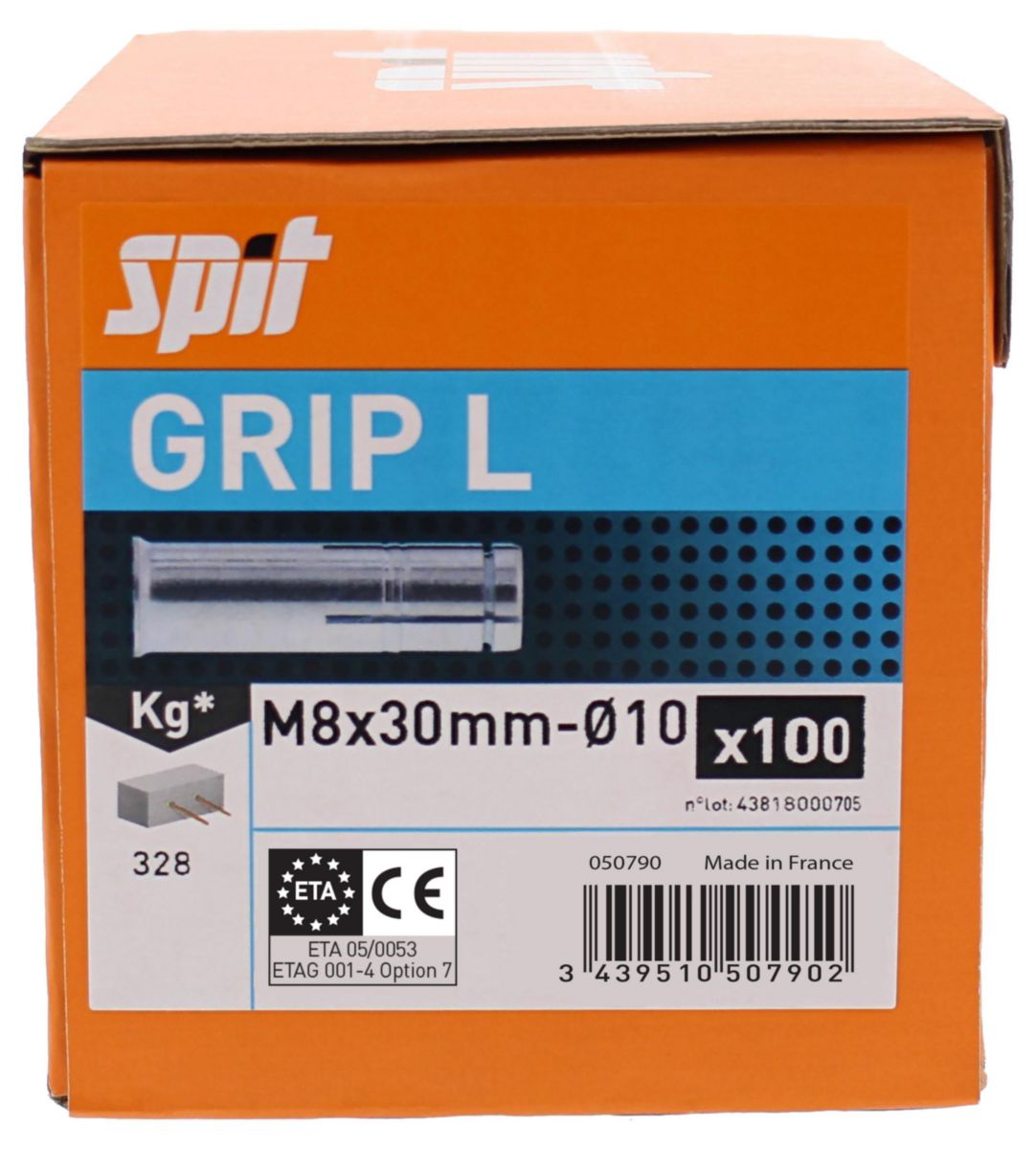 SPIT - Cheville matériaux pleins GRIP Ll M8 x 30 boîte de 100 réf ...