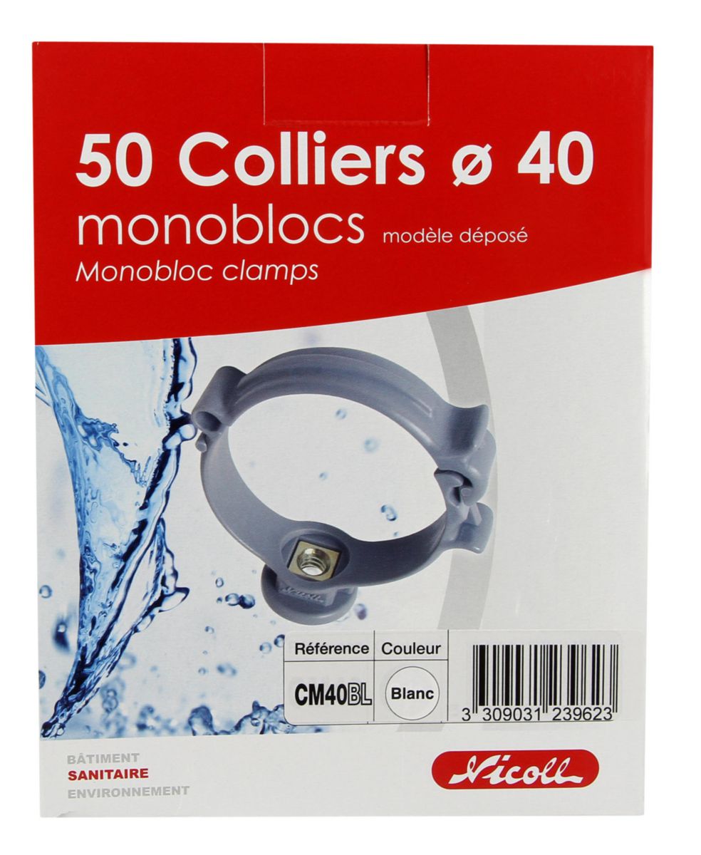 NICOLL - Collier monobloc 0 diamètre 40mm blanc Réf. CM40BL | Clim+