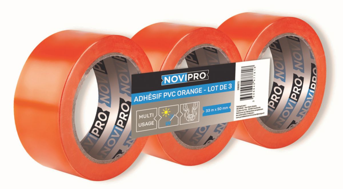 NOVIPRO - Ruban adhésif PVC plastifié - orange - Novipro - longueur ...