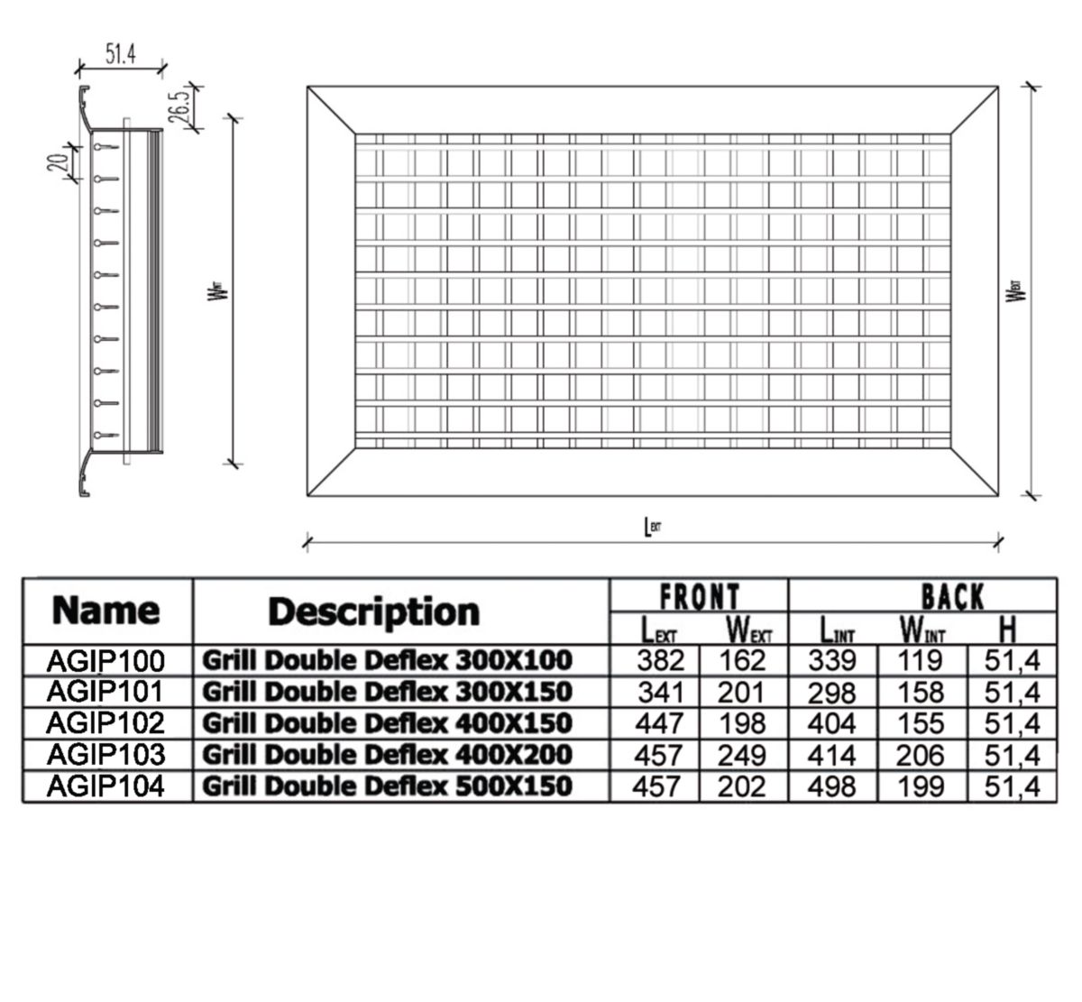 ACP AIR CONDITIONING PRODUCTS - Grille double DEFLEX 400X150 Réf ...