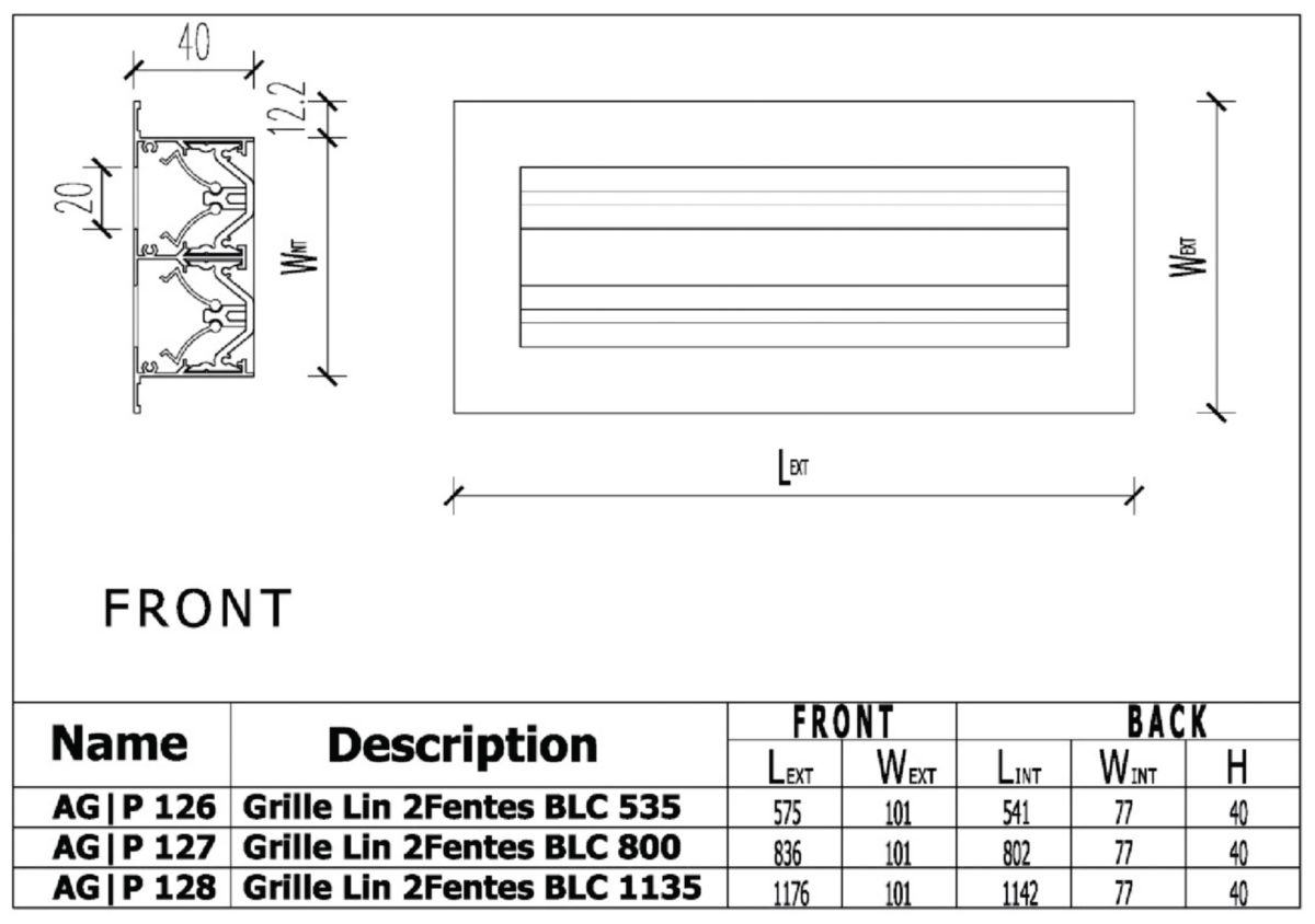 ACP AIR CONDITIONING PRODUCTS - Grille linéaire 2 fentes 800 Réf ...