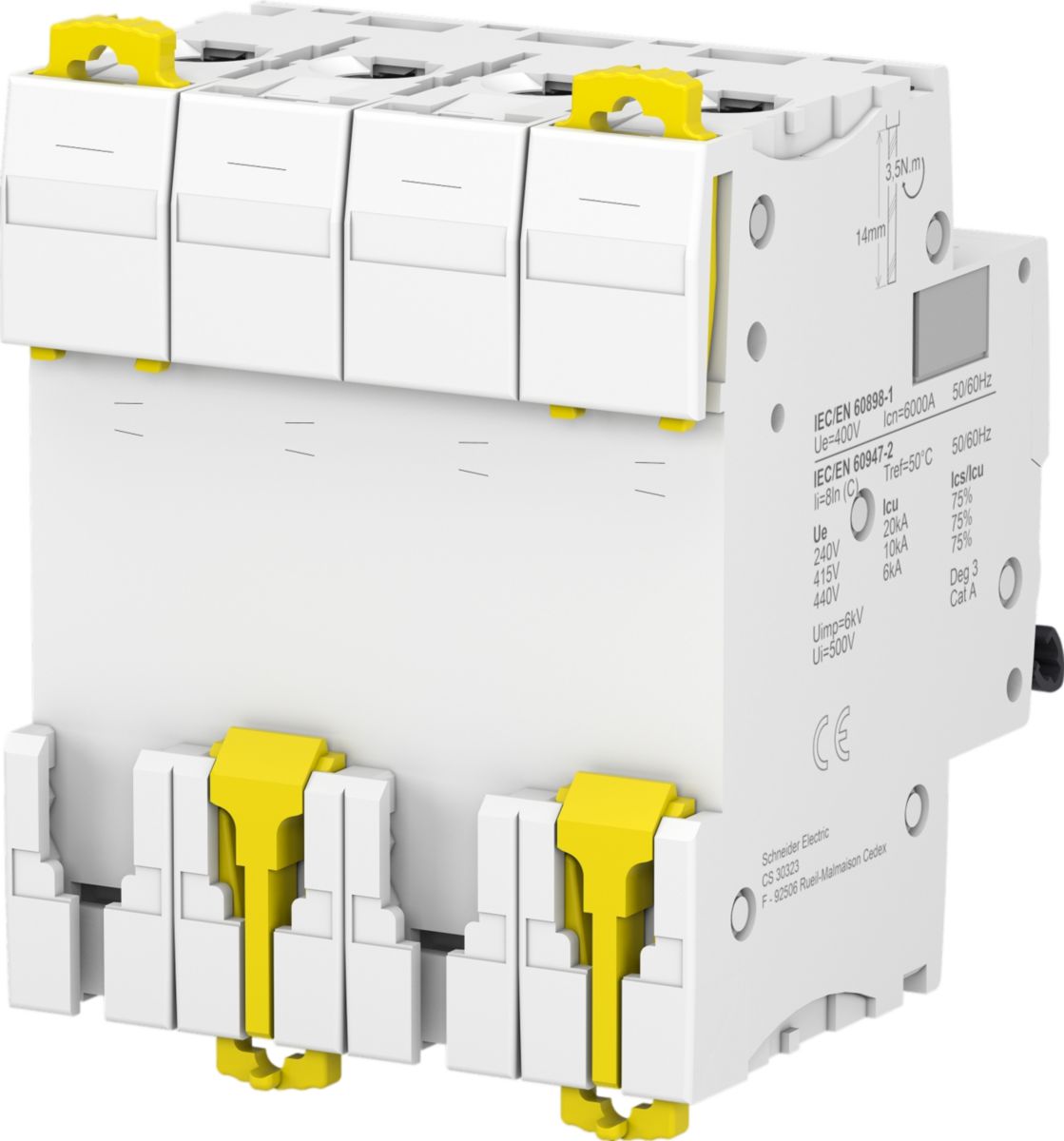 SCHNEIDER ELECTRIC - ACTI9 disjoncteur ic60N 4P 63A COURBE C Réf A9F77463 | Clim+