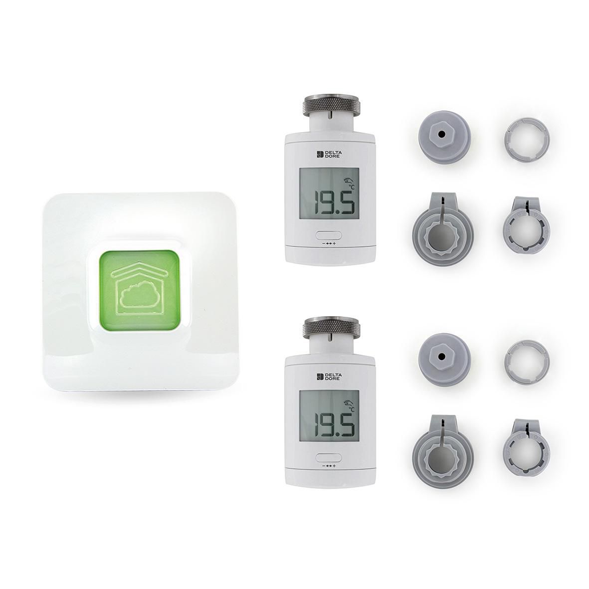 DELTA DORE - Pack connecté de têtes thermostatiques comprenant 1 Tydom ...